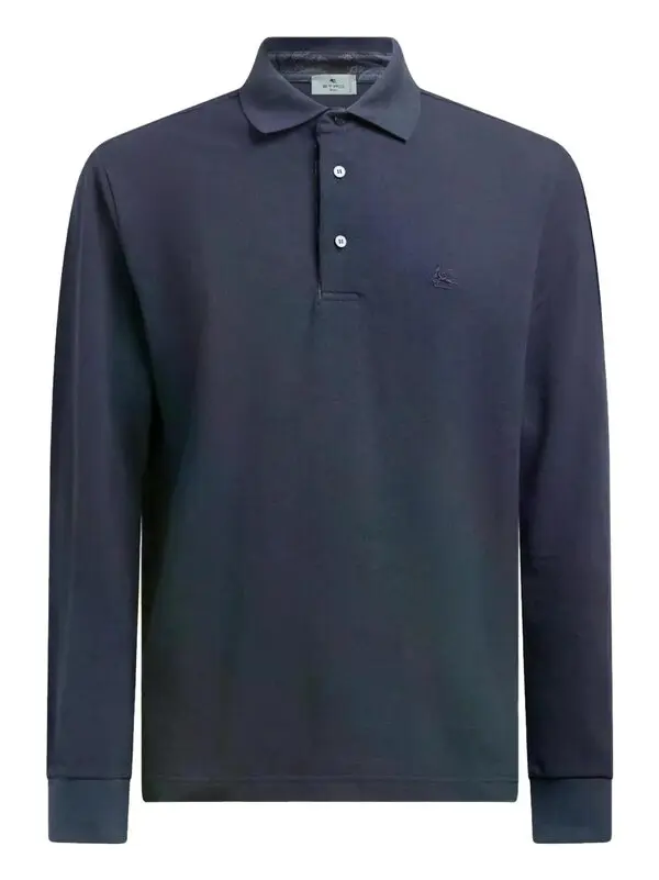 Etro Logo-embroidery Long-sleeve Polo Shirt - Blue