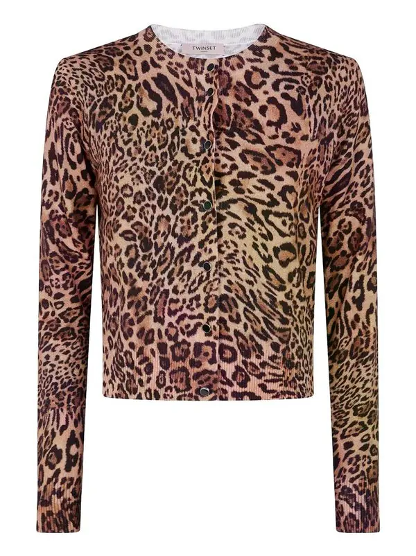 TWINSET Leopard-print Button-front Cardigan - Neutrals