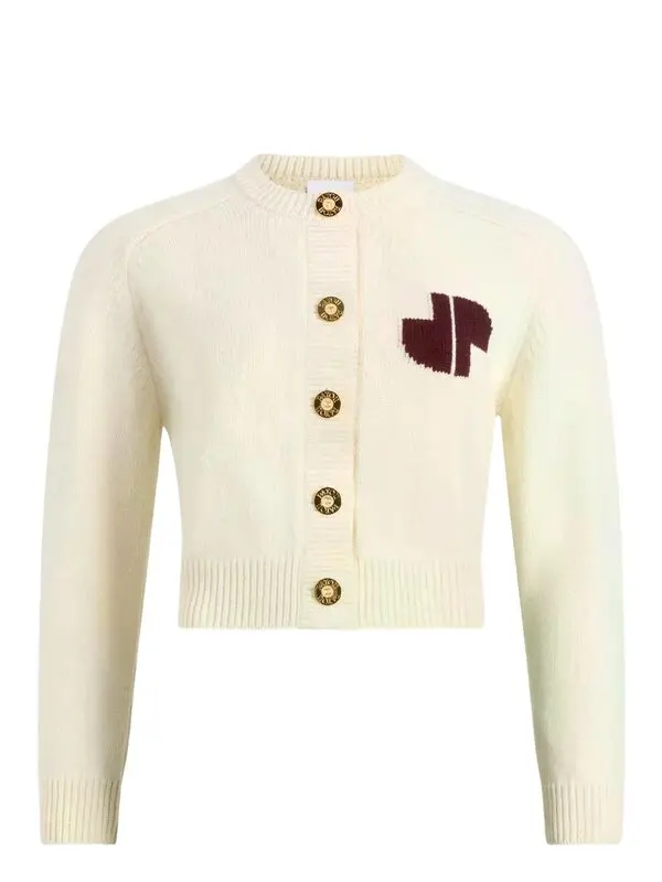 Patou Intarsia Button Cardigan - White