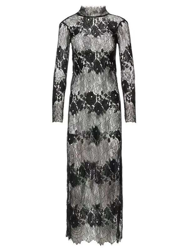 ANA RADU Floral Lace Maxi Dress - Black