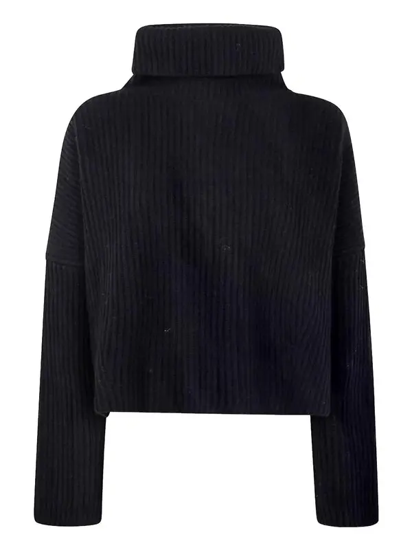 NUUR Ribbed Merino Wool Turtleneck Sweater - Black