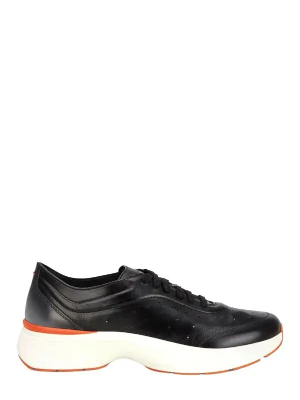 Santoni Perforated Leather Low-top Sneakers - Black