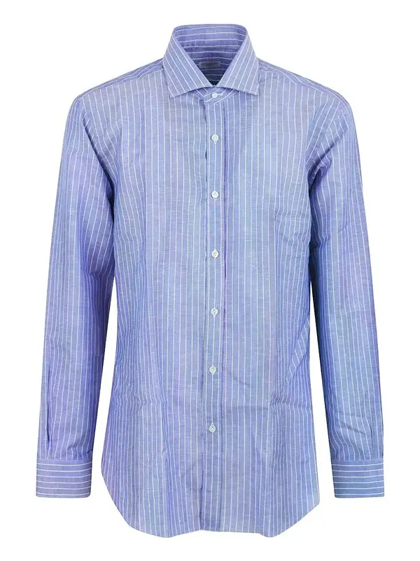 BUONAMASSA Striped Cotton Shirt - Blue