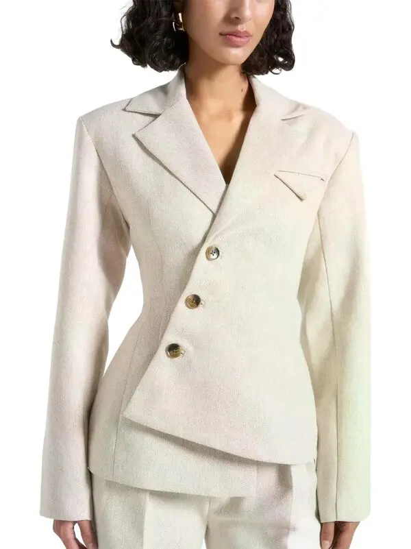 Manière De Voir Thalia Asymmetric Tailored Blazer - Neutrals