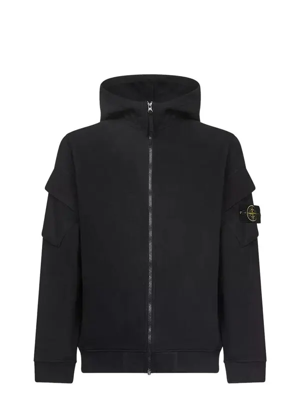Stone Island Zip-front Pocket Detail Hoodie - Black