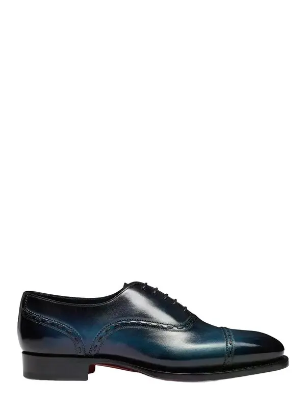 Santoni Lace-up Leather Oxford Shoes - Blue
