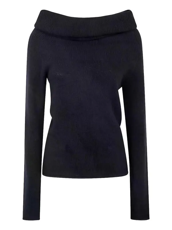 NUUR Cowl-neck Ribbed Sweater - Black