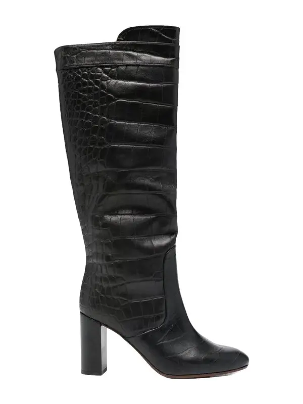 Chie Mihara 85mm Crocodile-embossed Knee-high Boots - Black