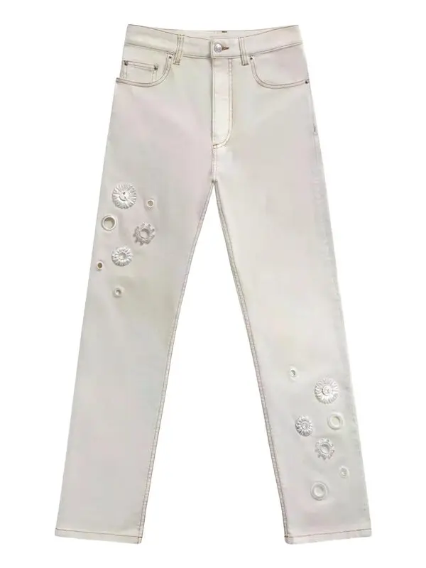 AREA Cut Out-detail Jeans - White