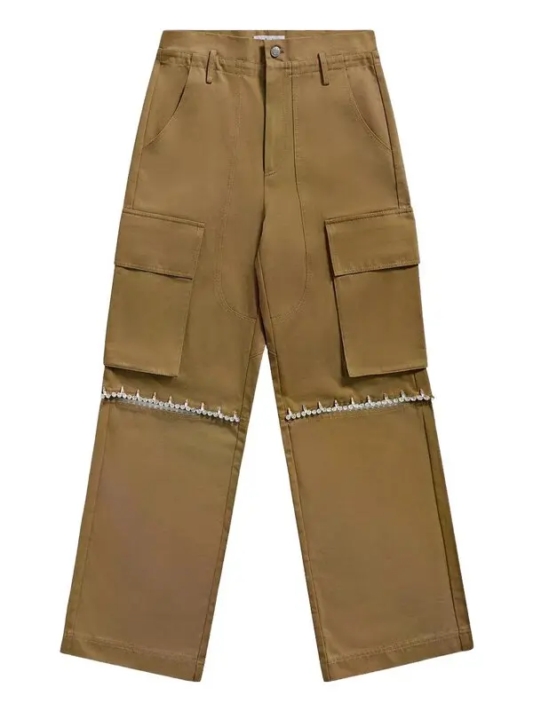AREA Crystal-embellished Cargo Pants - Brown
