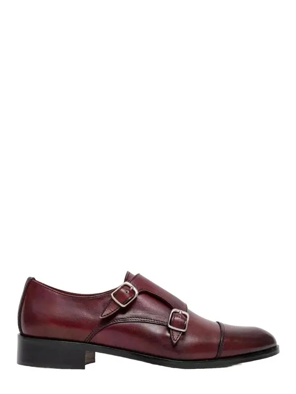 SOMMET Calf Leather Double-buckle Oxford Shoes - Red