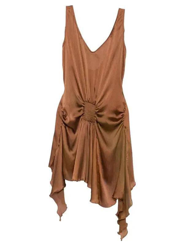 SIEDRES Ruffled Asymmetrical Dress - Brown