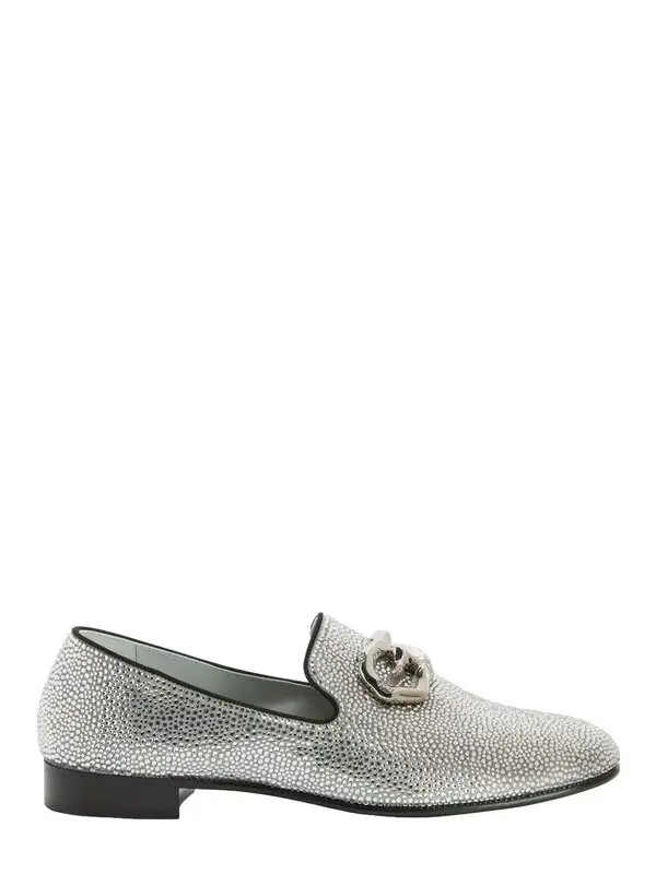GIUSEPPE ZANOTTI Leopoldino Crystal Leather Loafers - Grey