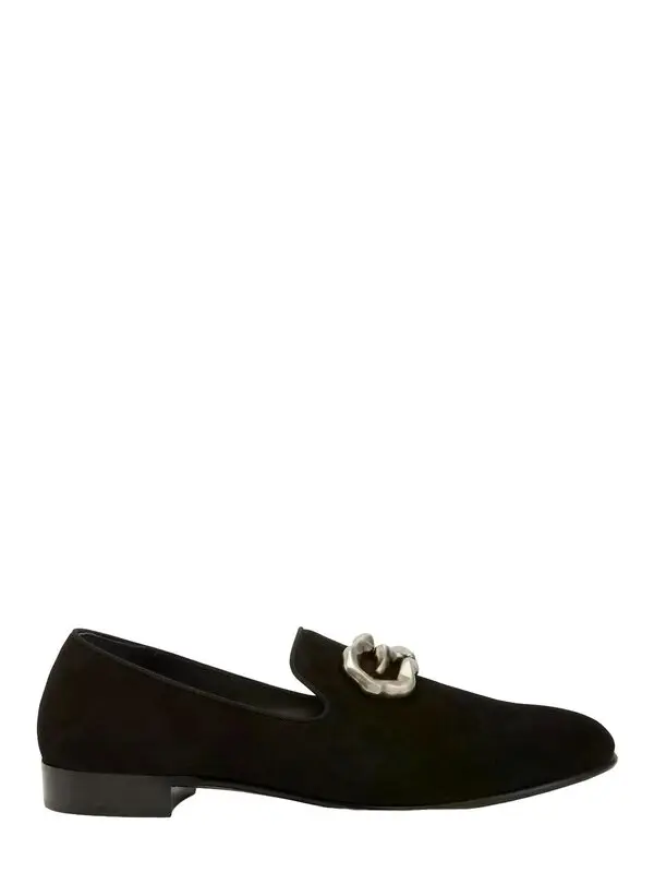 GIUSEPPE ZANOTTI Logo-plaque Suede Loafers - Black