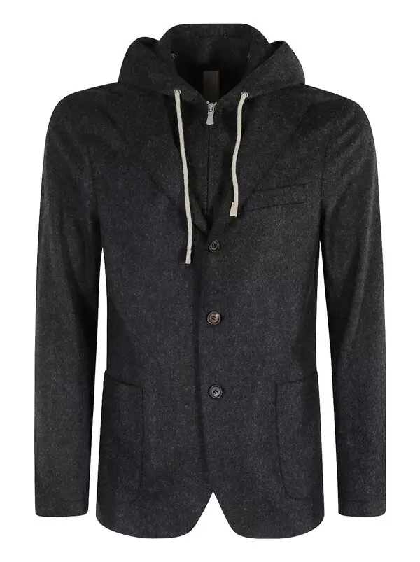 Eleventy Hooded Blazer - Black