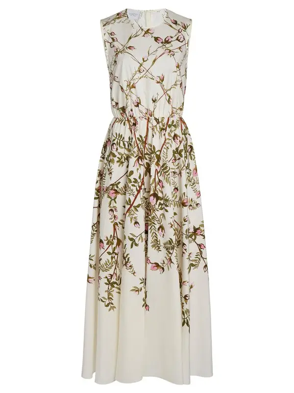 Giambattista Valli Printed Cotton Poplin Midi Dress - Ivory