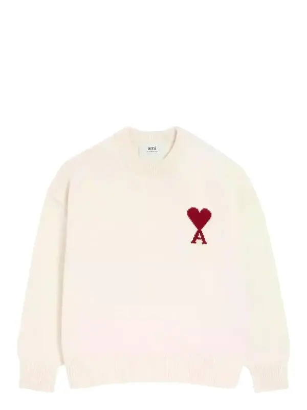 Ami De Coeur Crew-neck Wool Sweater - Neutrals