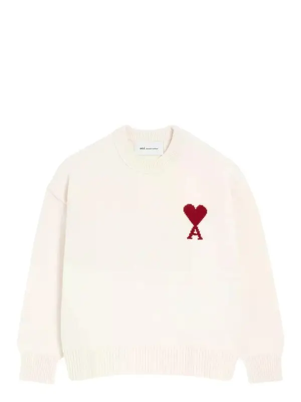 Ami De Coeur Crew-neck Wool Sweater - Neutrals