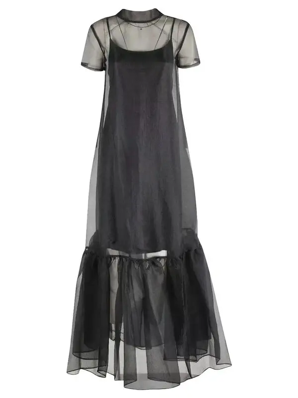 Staud Calluna Ruffled Tie-neck Maxi Dress - Black