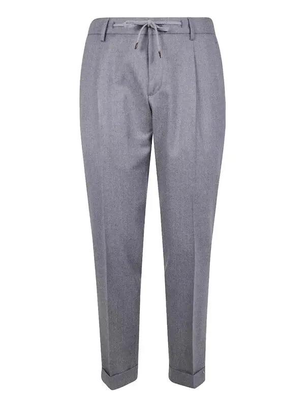 BARBA NAPOLI Pleated Drawstring Trousers - Grey
