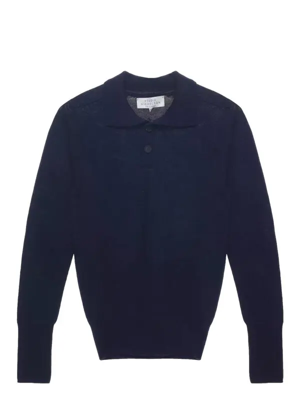 Studio Nicholson Polo-neck Wool Polo Shirt - Blue