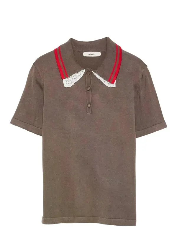SIEDRES Short Sleeve Polo Shirt - Brown