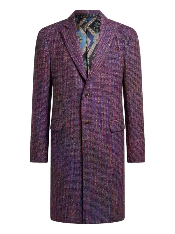Etro Tweed Single-breasted Coat - Purple