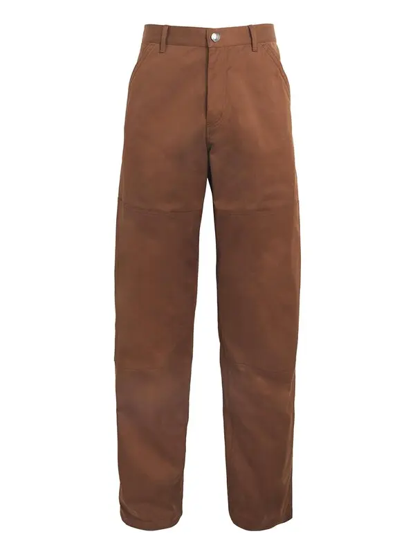 Moncler Cotton Gabardine Straight Trousers - Brown