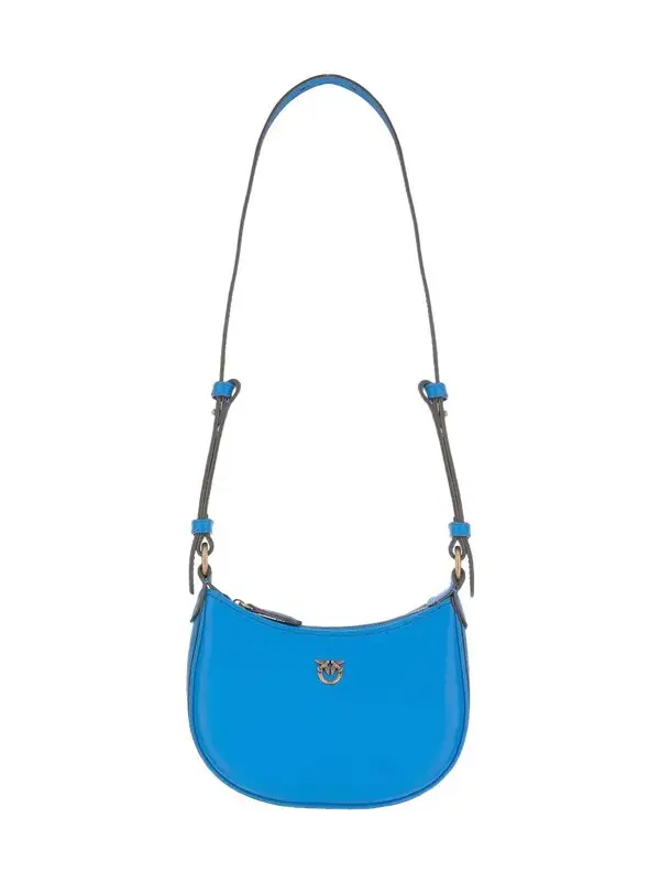 Pinko Half Moon Leather Shoulder Bag - Blue