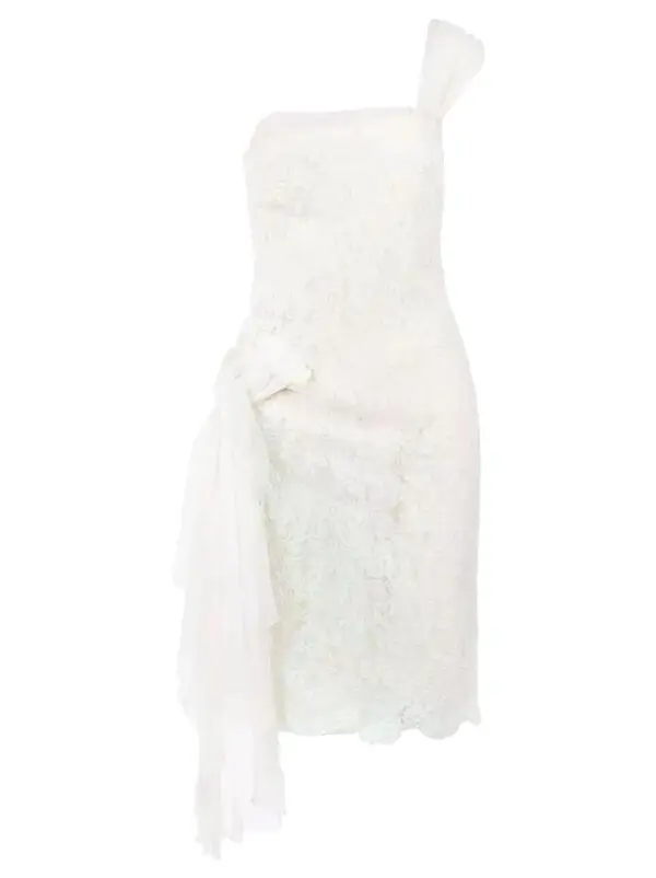 Valentino Garavani Floral Lace One-shoulder Midi Dress - White