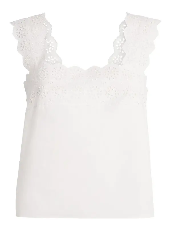 FRAME Eyelet Tank Top - White
