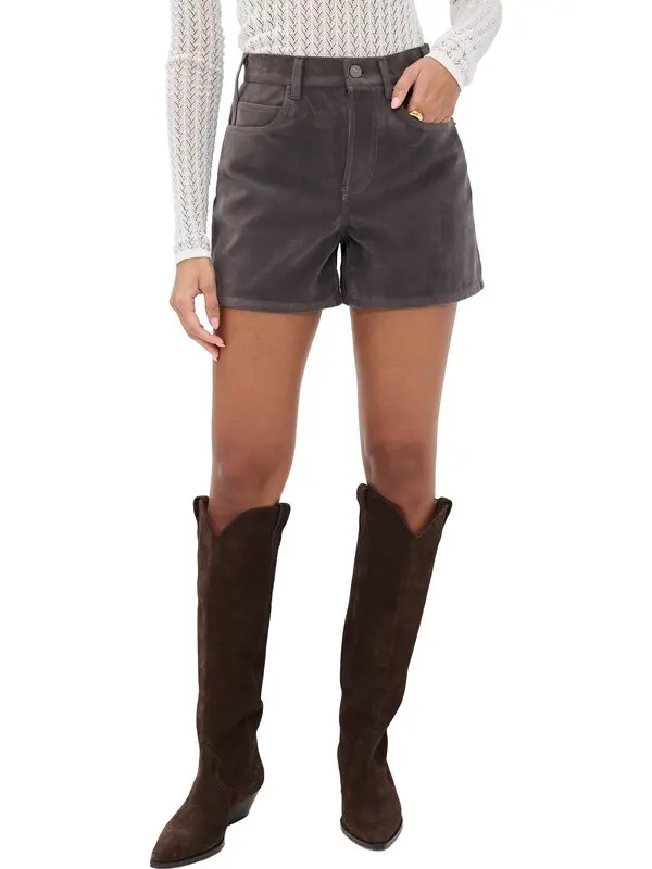 Free People Tippi Faux Suede Shorts - Dark Grey