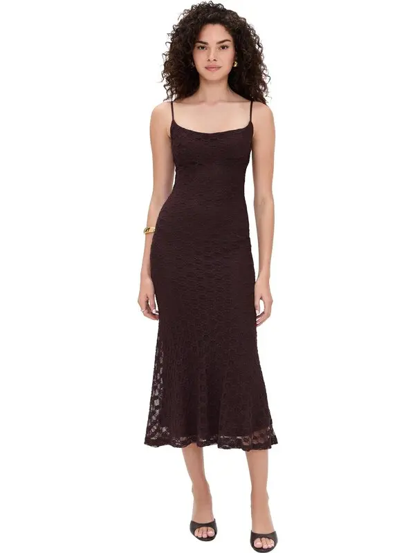 Bardot Adoni Mesh Midi Dress - Dark Choco