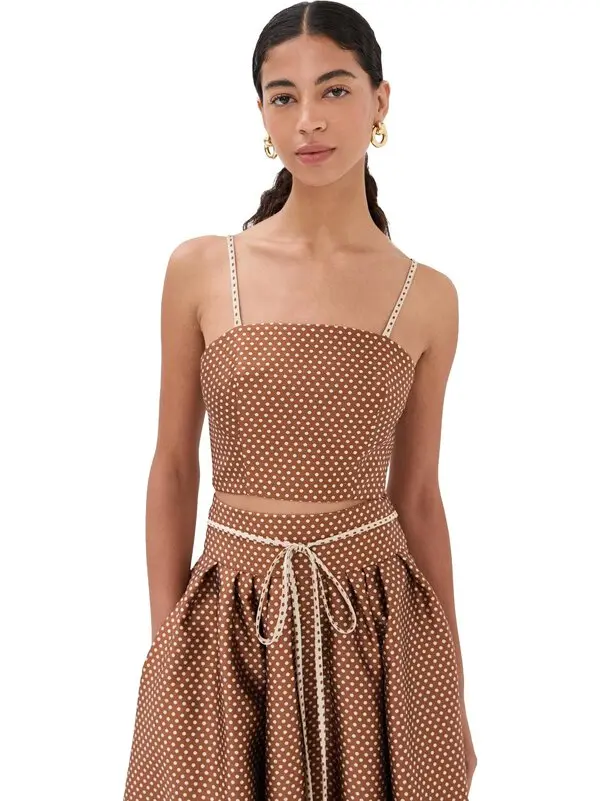 Rosie Assoulin Halfway There Crop Top - Brown/cream