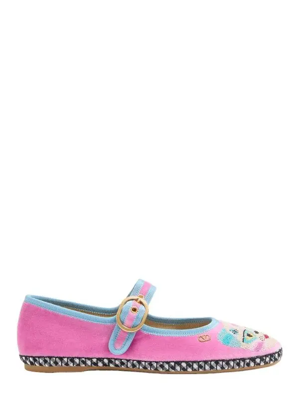 Valentino Garavani Endouce Velvet Ballerinas - Pink/baltic Blue