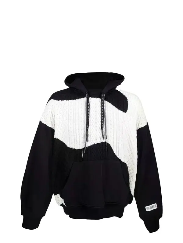 MOSTLY HEARD RARELY SEEN Cable-knit Panelled Hoodie - Black