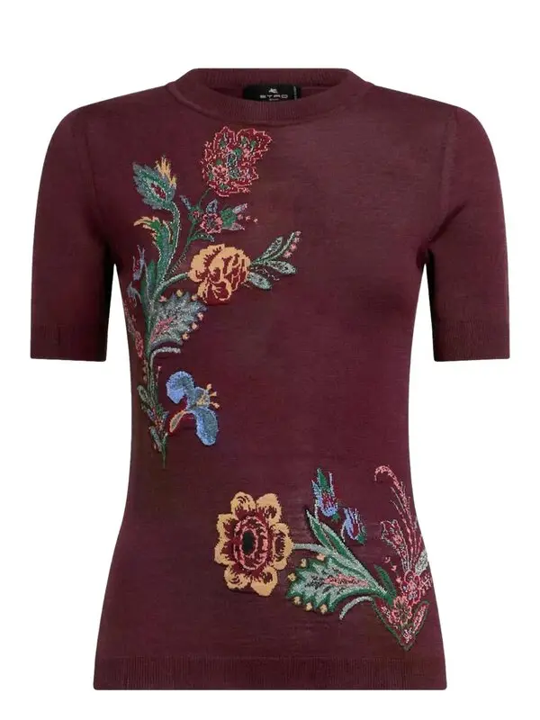 Etro Floral-jacquard Top - Red