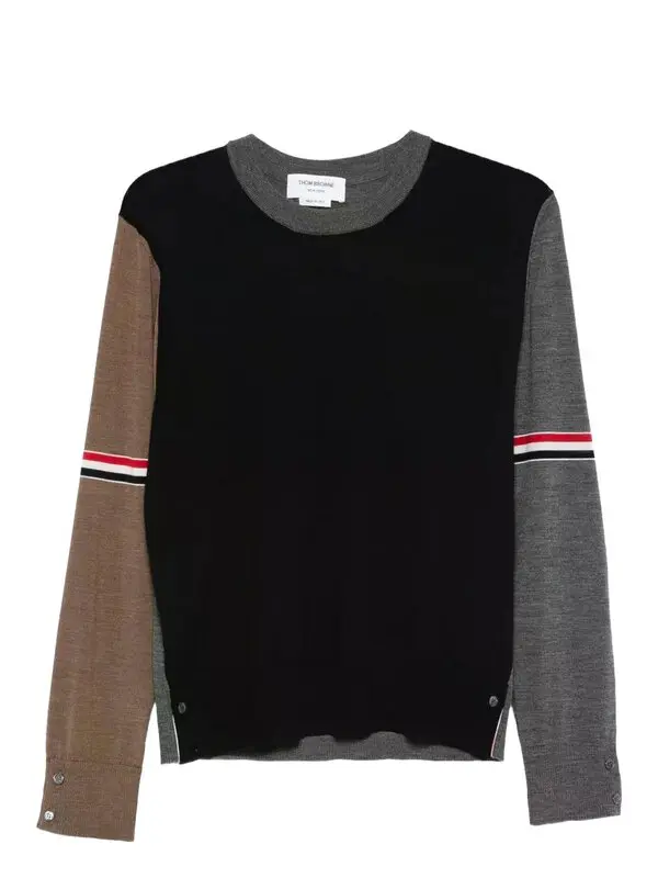 Thom Browne Panelled Wool Sweater - Blue