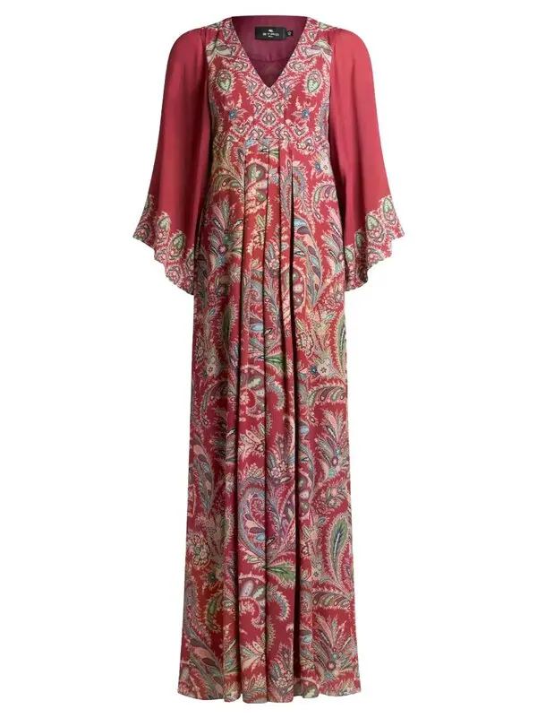 Etro Paisley-print Pleated Dress - Red