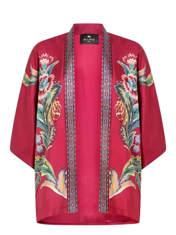 Etro Floral-print Open-front Top - Red