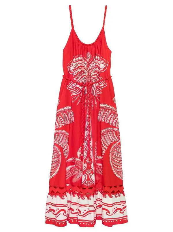 Farm Rio Majestic Coconut Tree Maxi Dress - Red
