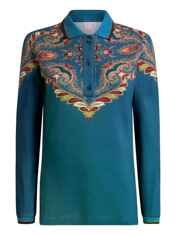 Etro Paisley-print Polo Shirt - Blue