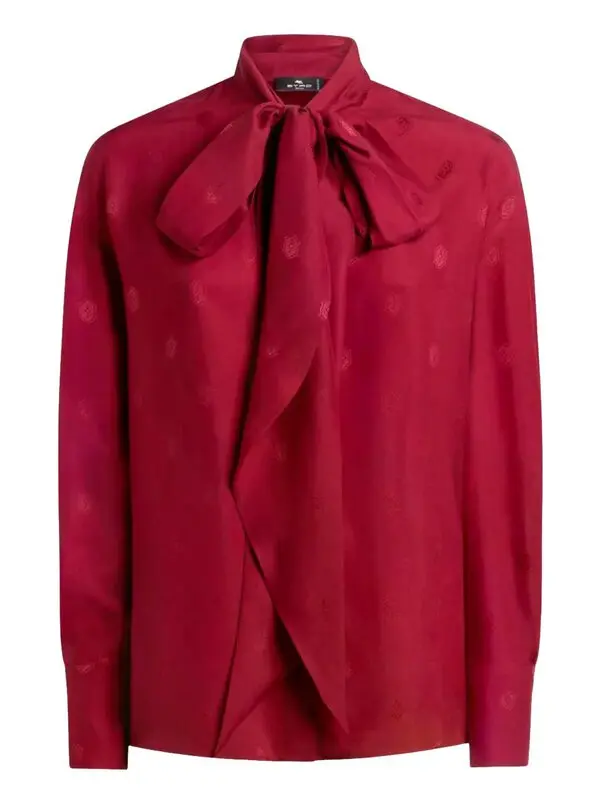 Etro Jacquard Tie-neck Blouse - Red