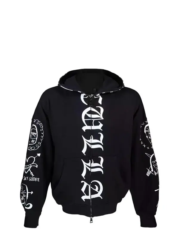 HACULLA. Graphic Zip-up Hoodie - Black