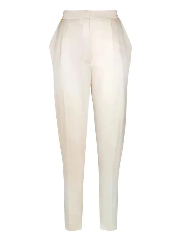 Balmain High-waisted Silk Trousers - Neutrals