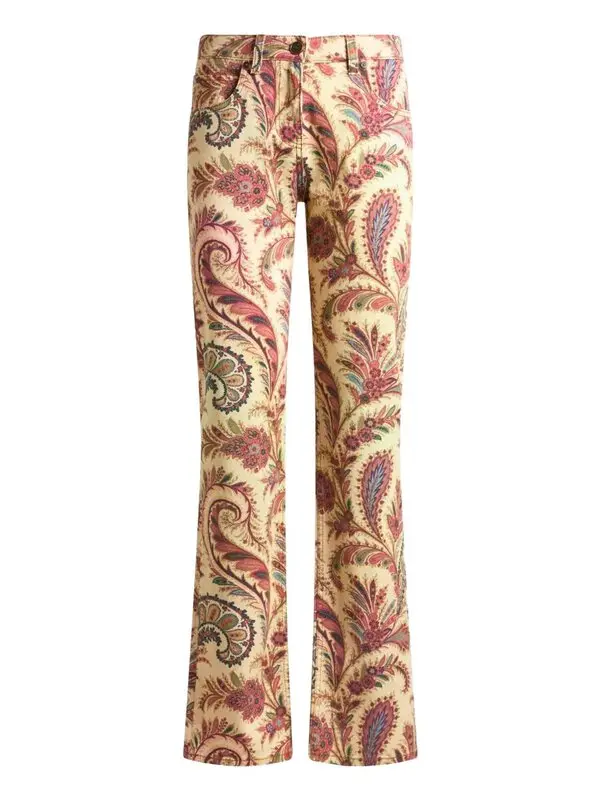 Etro Paisley-print Straight-leg Jeans - Neutrals