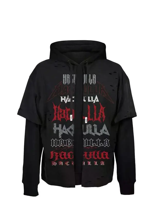 HACULLA. Graphic Distressed Hoodie - Black