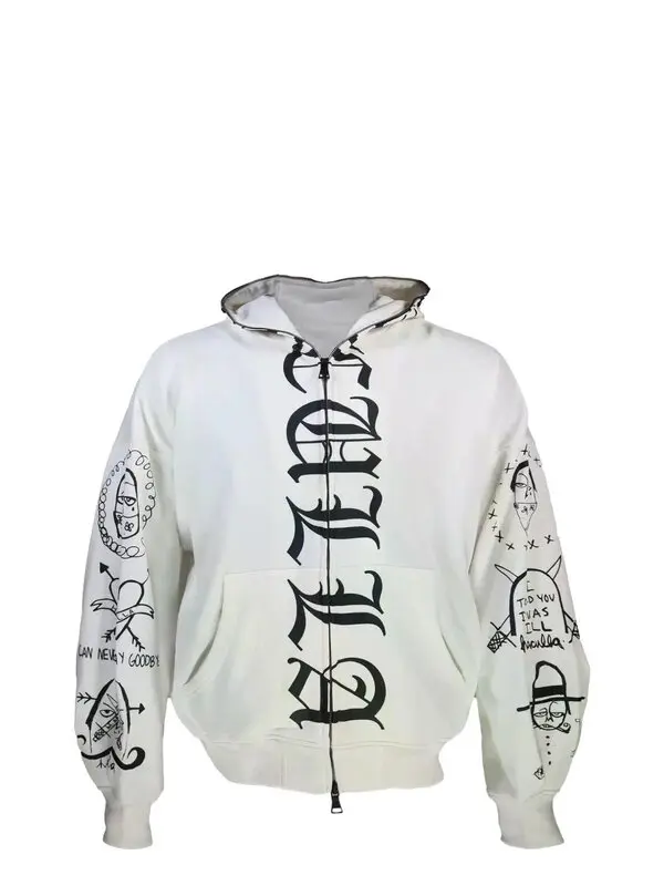 HACULLA. Gothic-print Zip-up Hoodie - White