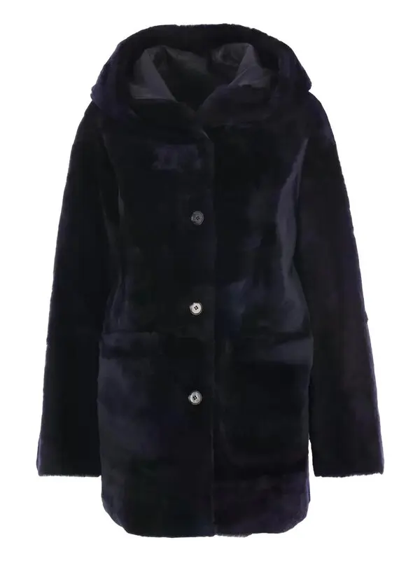 ARMA Hooded Shearling Coat - Black