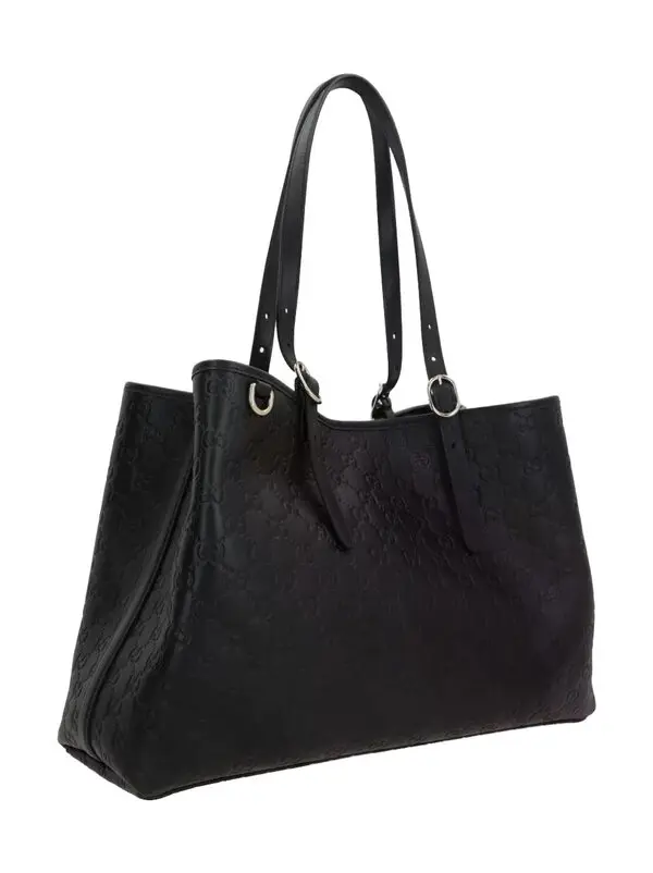 Gucci Large Gg Embossed Tote Bag - Black